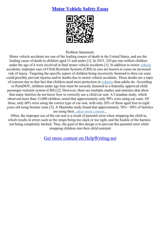 Road Safety Essays | PDF