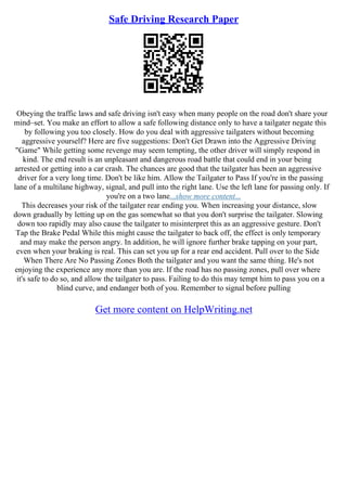 Road Safety Essays | PDF