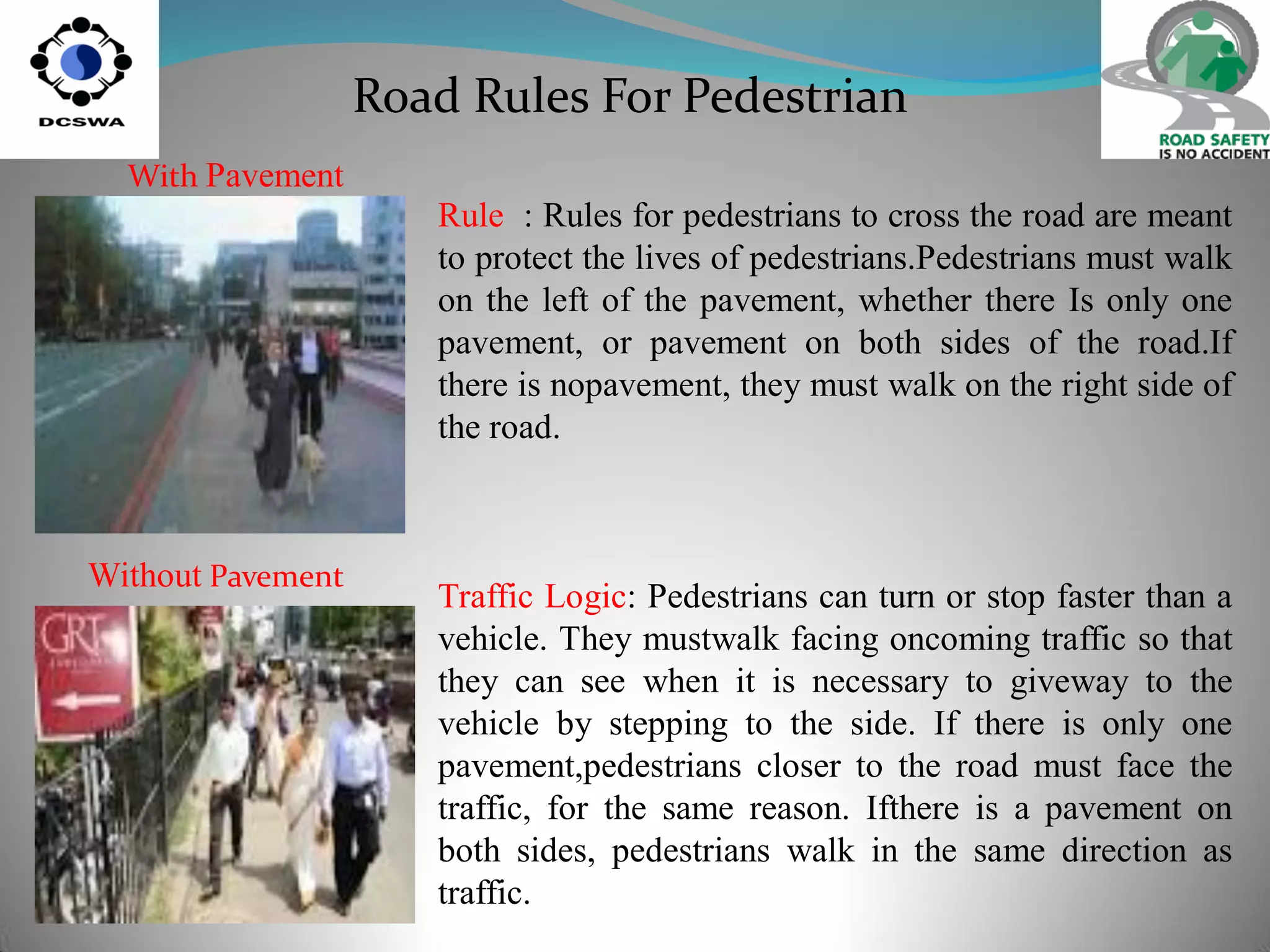 Road safety for school childrens by DCSWA | PDF