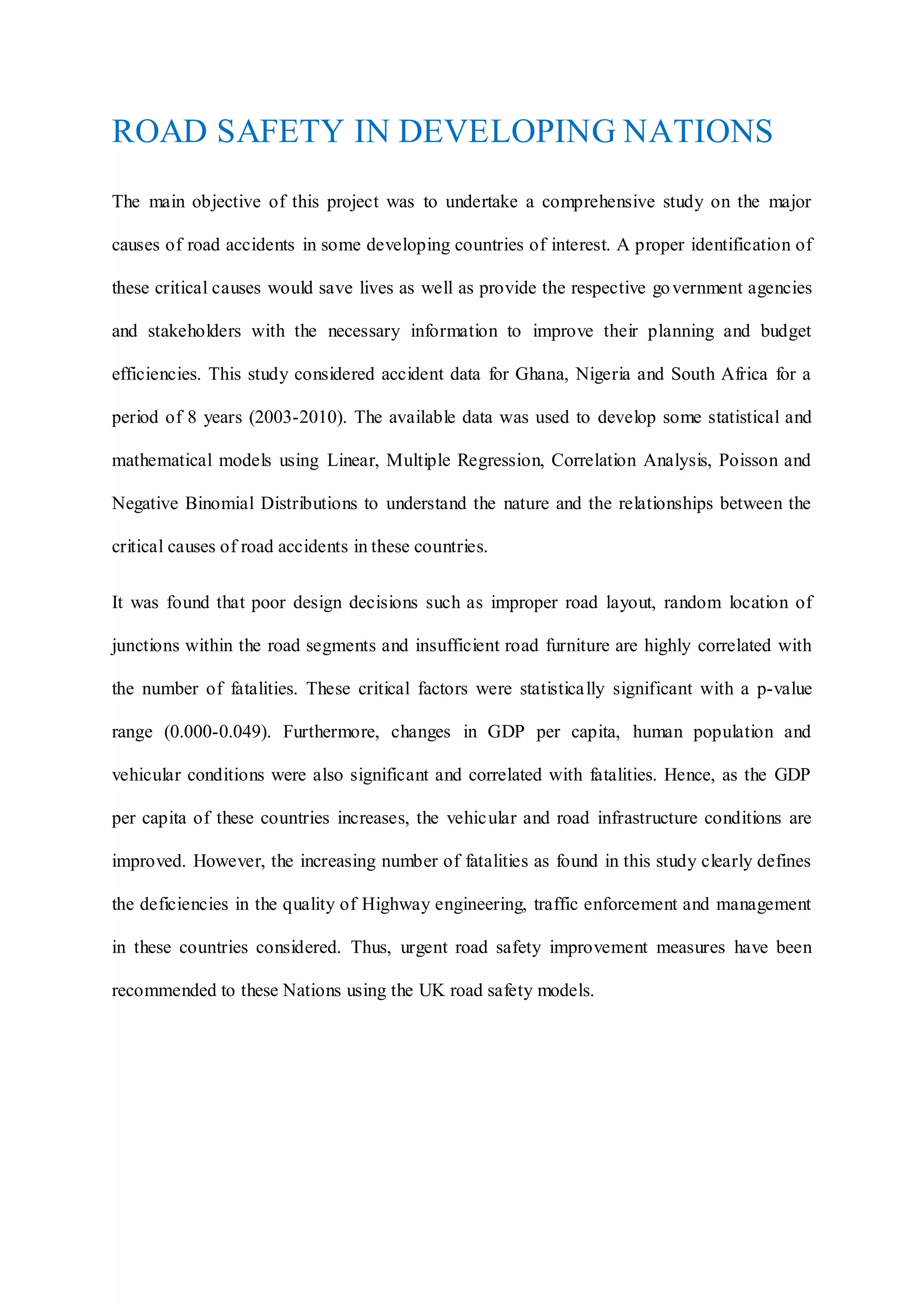 Road safety in developing nations | PDF