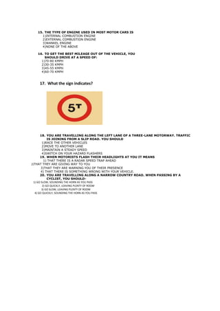 Road safety quiz | DOCX
