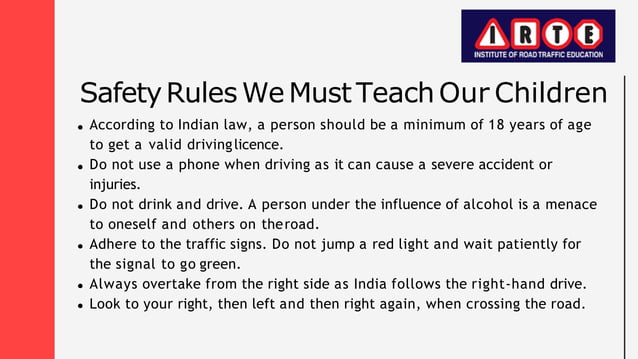 Important Road Safety Rules In India | IRTE | PPTX