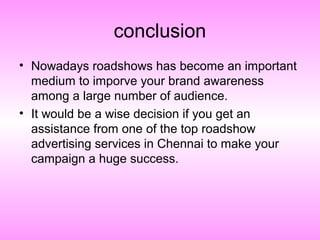 Roadshow advertising advantages | PPT