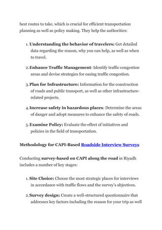 Roadside Interview Studies in Riyadh, Jeddah and KSA | PDF