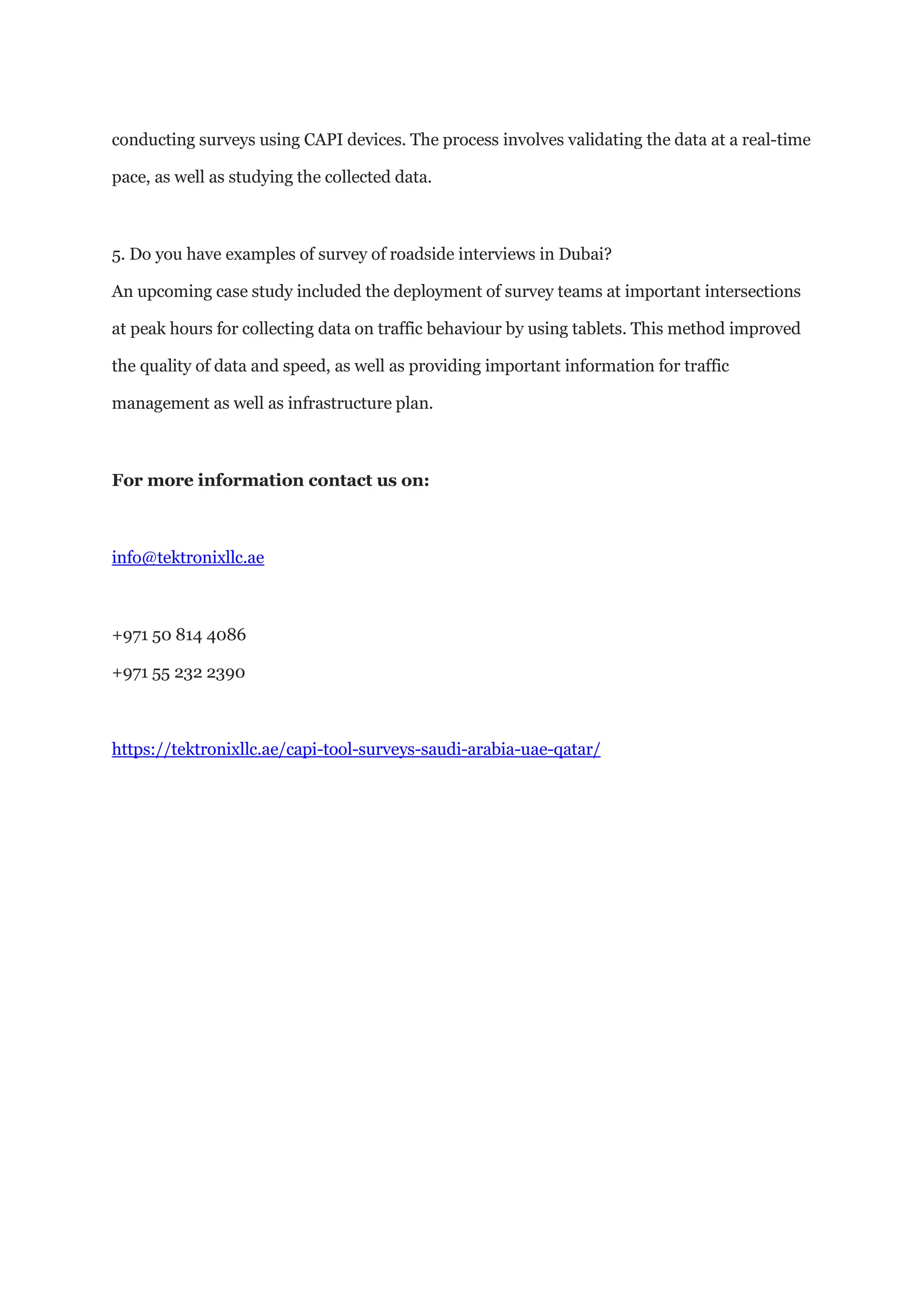 Roadside Interview Studies in Dubai , Abu Dhabi and UAE | PDF