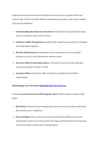 Roadside Interview Studies in Dubai , Abu Dhabi and UAE | PDF