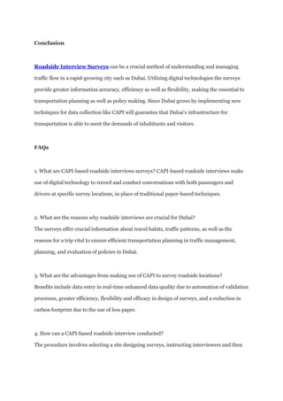 Roadside Interview Studies in Dubai , Abu Dhabi and UAE | PDF