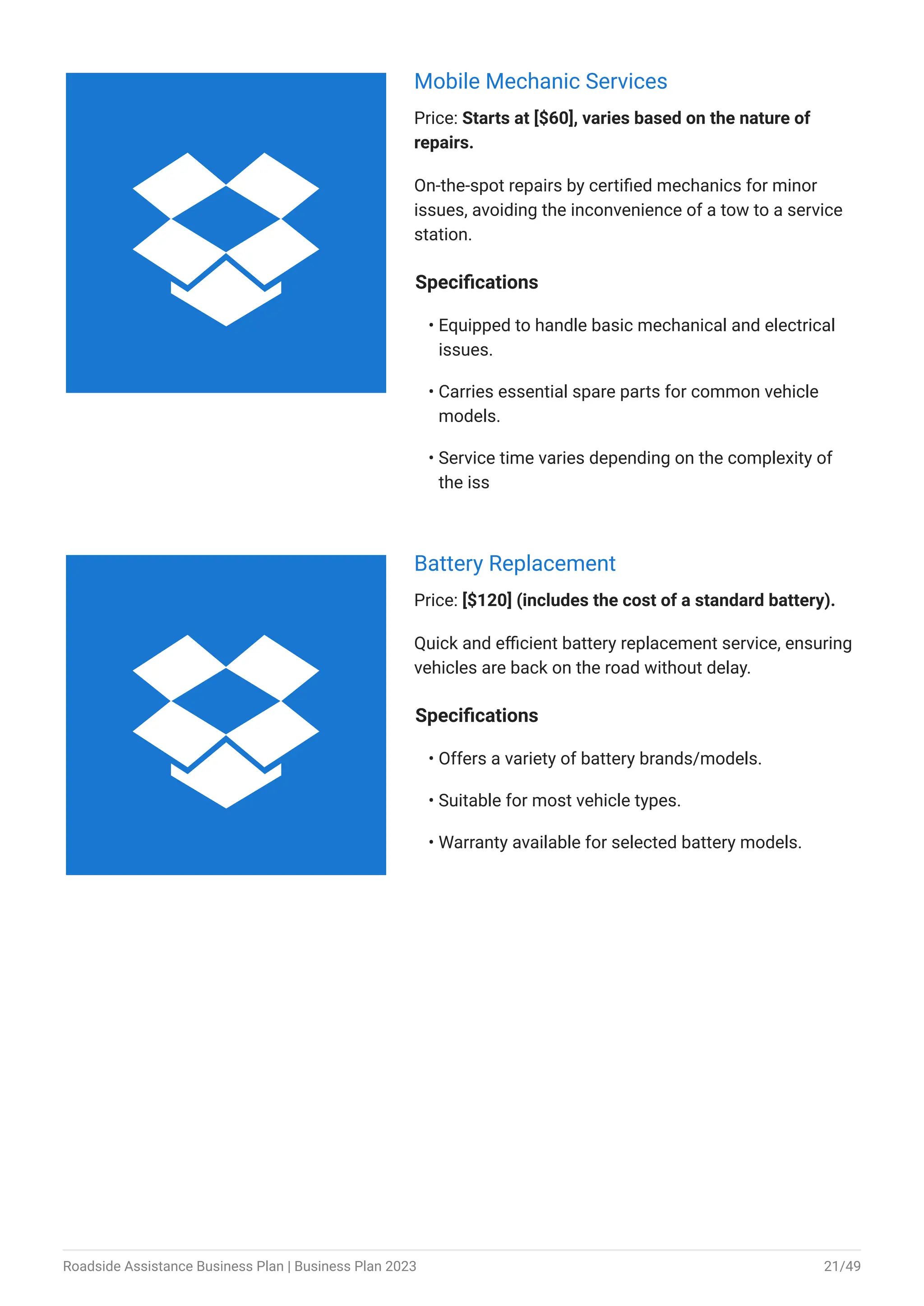 roadside assistance business plan example | PDF