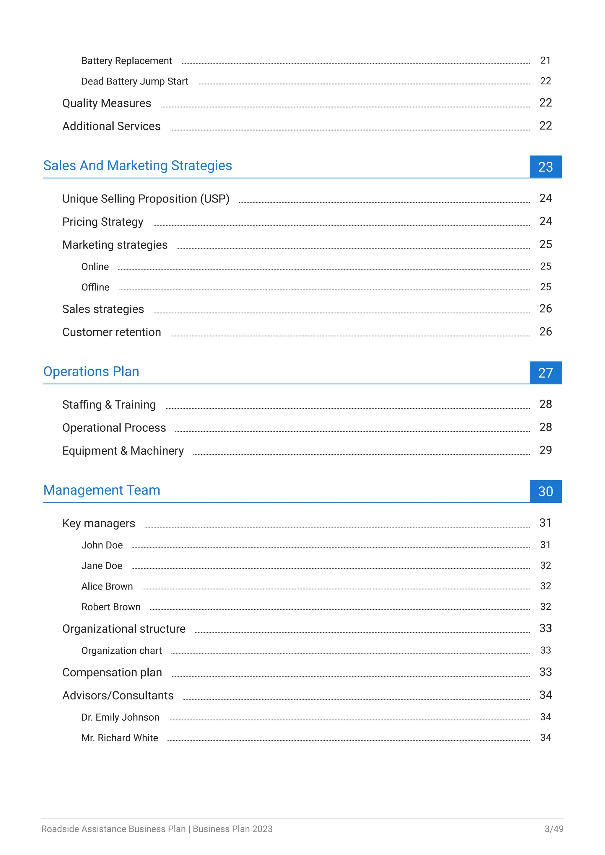 roadside assistance business plan example | PDF