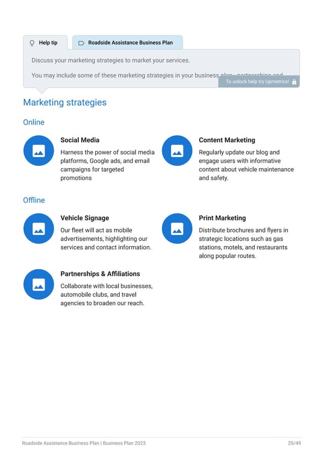 roadside assistance business plan example | PDF