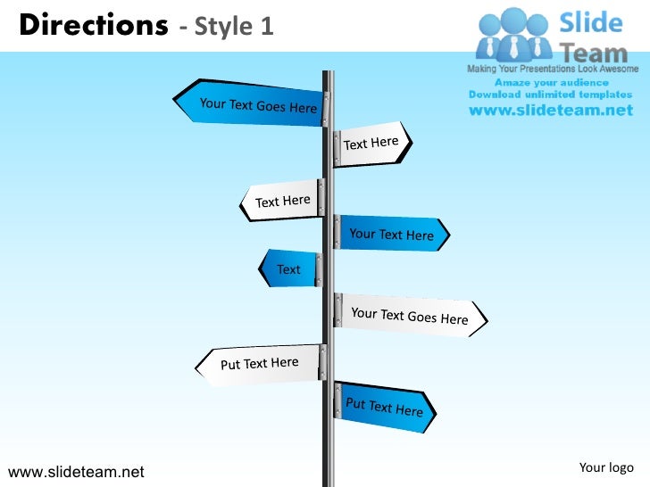 Road signs directions design 1 powerpoint ppt templates.