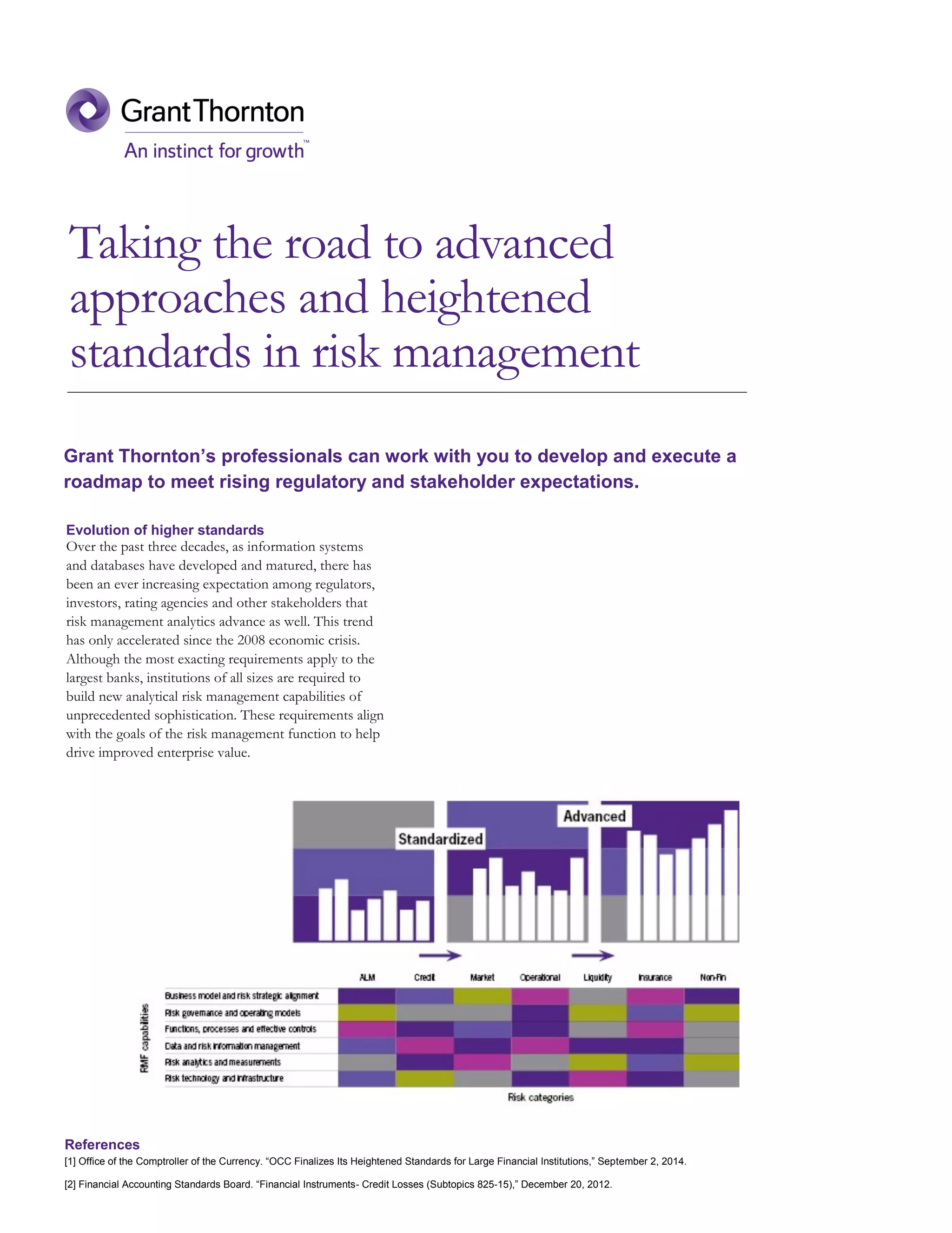 Taking the road to advanced approaches and heightened standards in risk ...