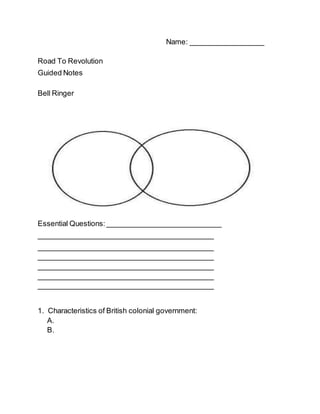 Road to Revolution Guided Notes | DOCX