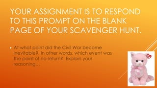 Road to the civil war scavenger hunt key | PPTX