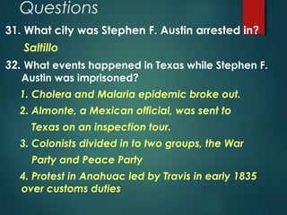 Road to the Texas Revolution Test Review Answer Key | PPT