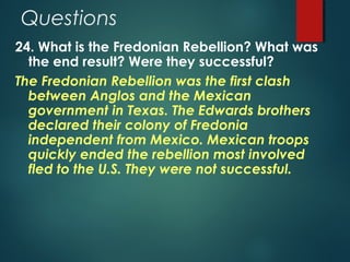 Road to the Texas Revolution Test Review Answer Key | PPT | North ...
