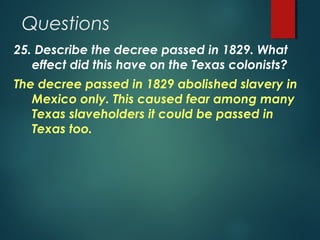 Road to the Texas Revolution Test Review Answer Key | PPT | North ...