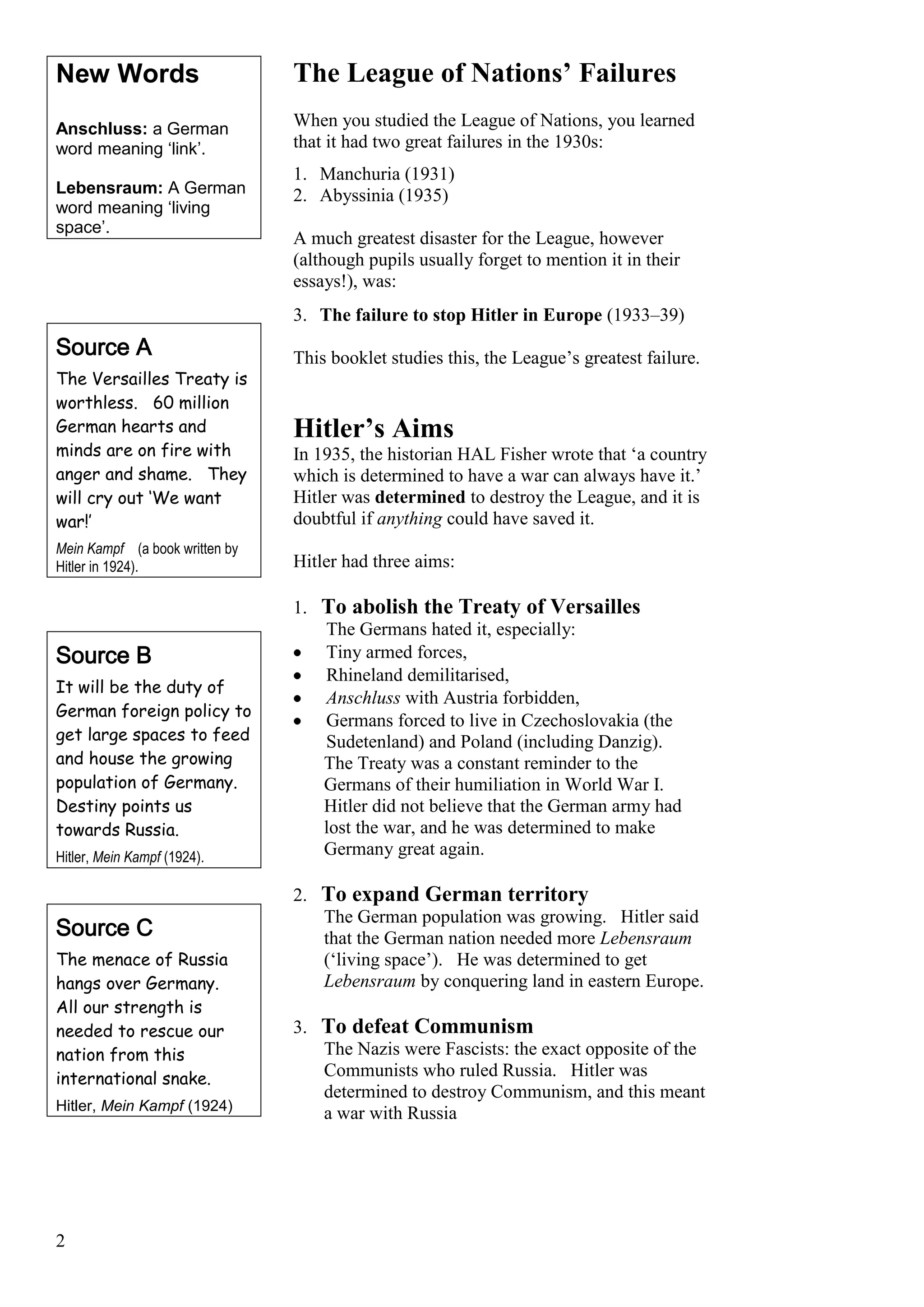 Road to war student booklet | DOCX