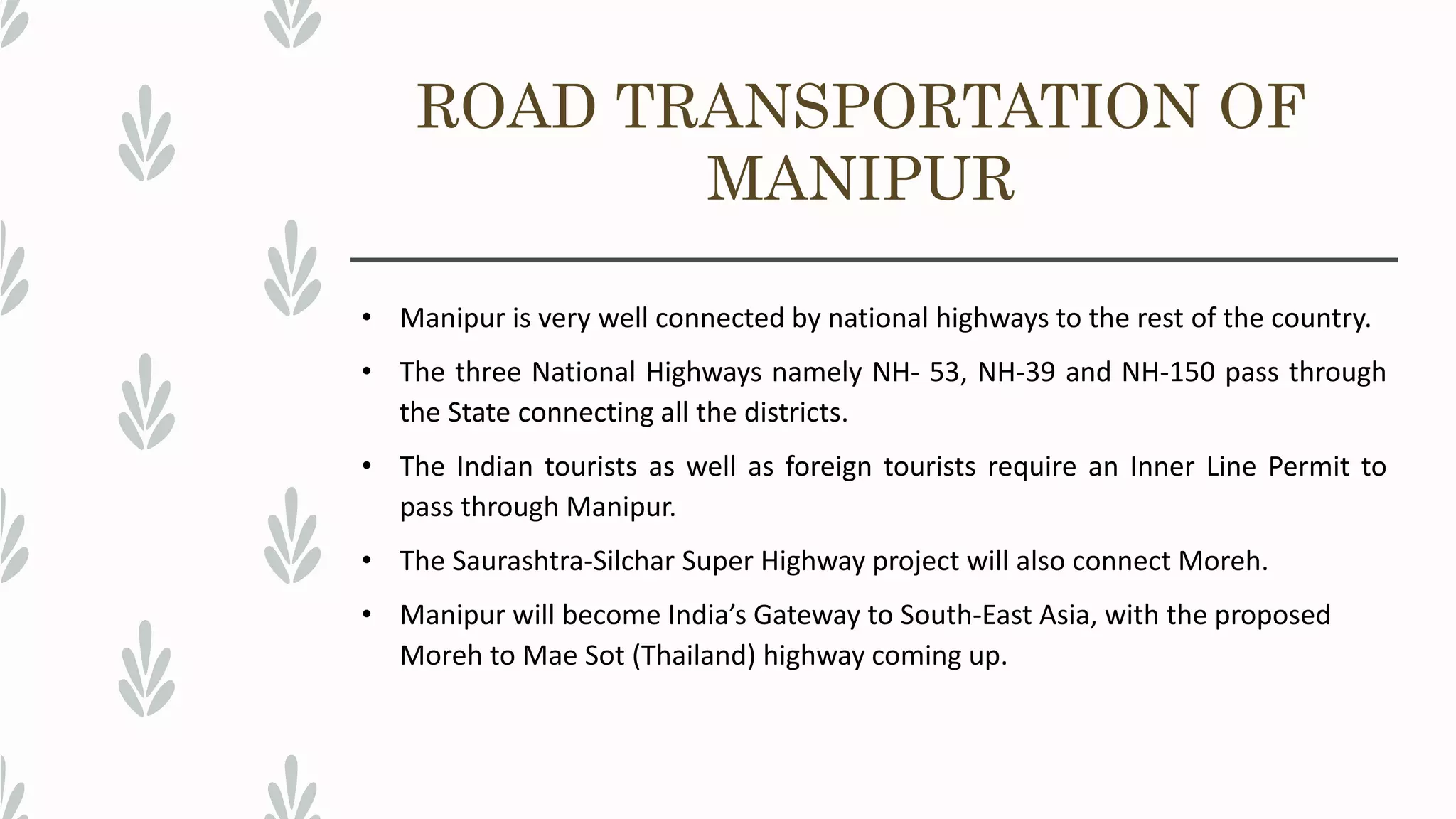 Road transportation of manipur | PPTX
