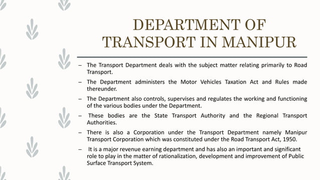Road transportation of manipur | PPTX | Asia Travel | Travel Locations
