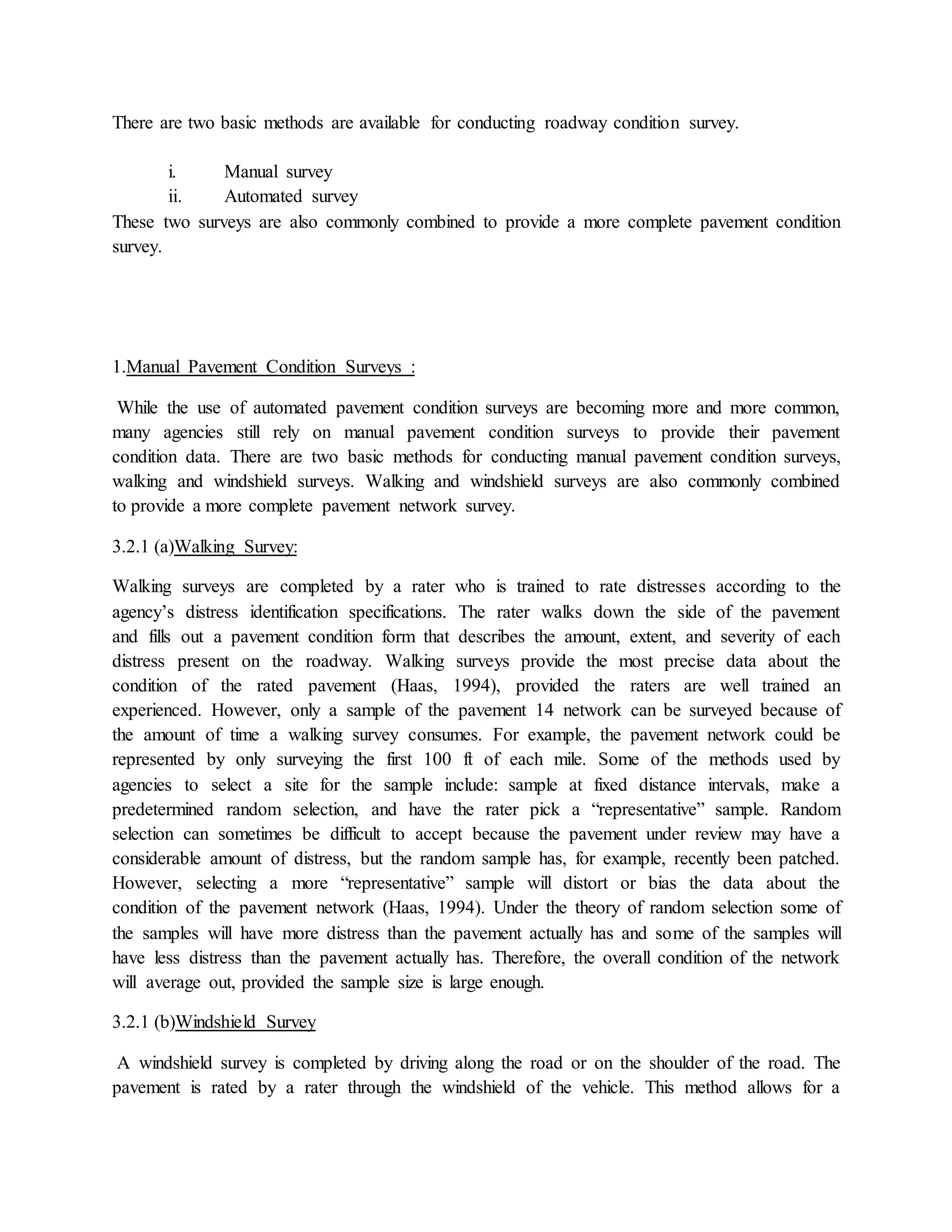 Roadway condition survey full report(BUET) | DOCX