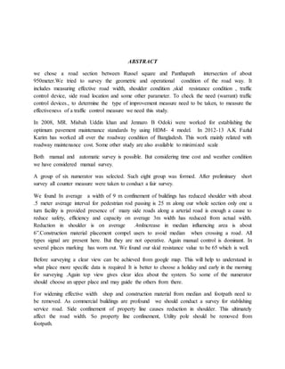 Roadway condition survey full report(BUET) | DOCX