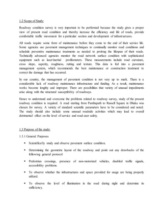 Roadway condition survey full report(BUET) | DOCX