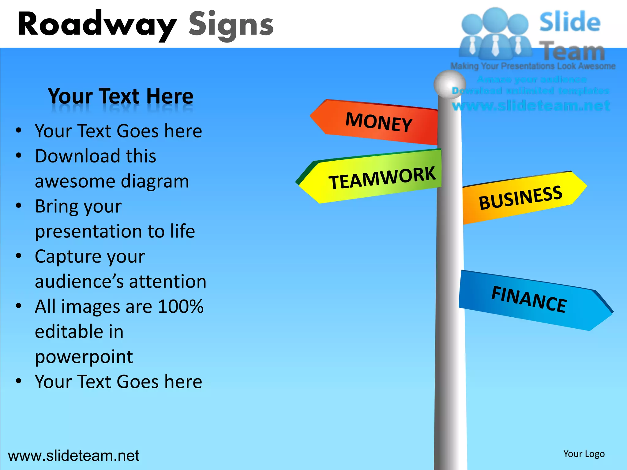 Roadway highway freeway exit signs billboards warning cauton teamwork ...