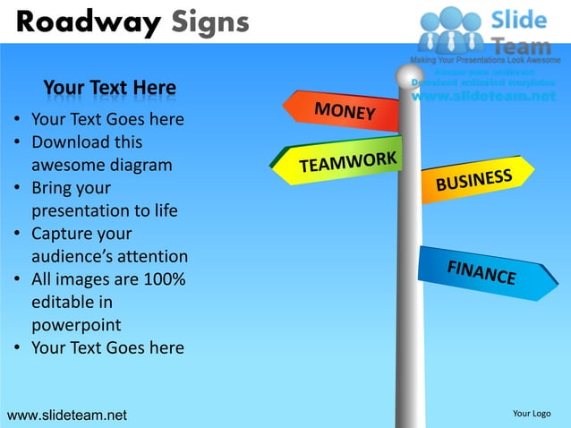 Roadway highway freeway exit signs billboards warning cauton teamwork ...