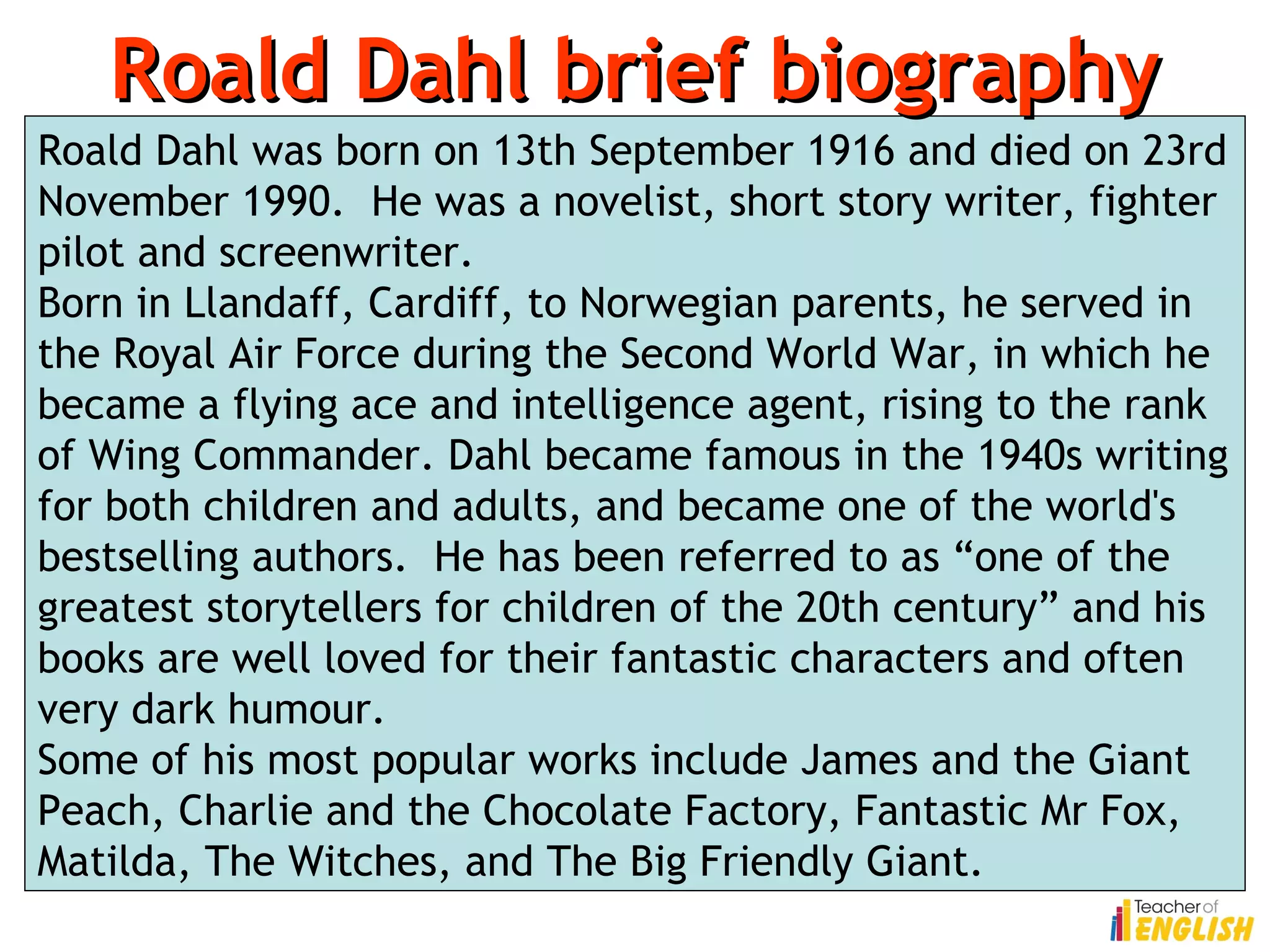 Roald dahl day resources | PPT