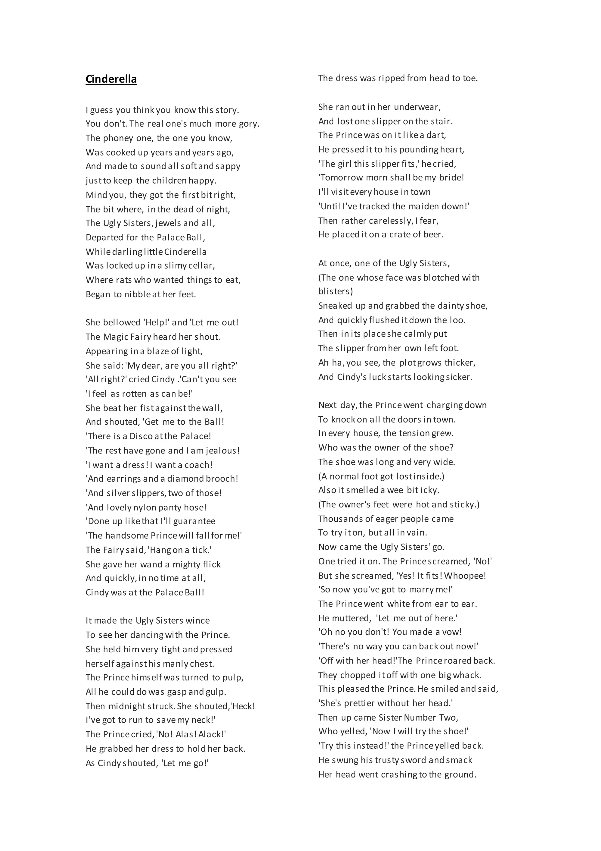 Roald dahl's revolting rhymes | DOCX