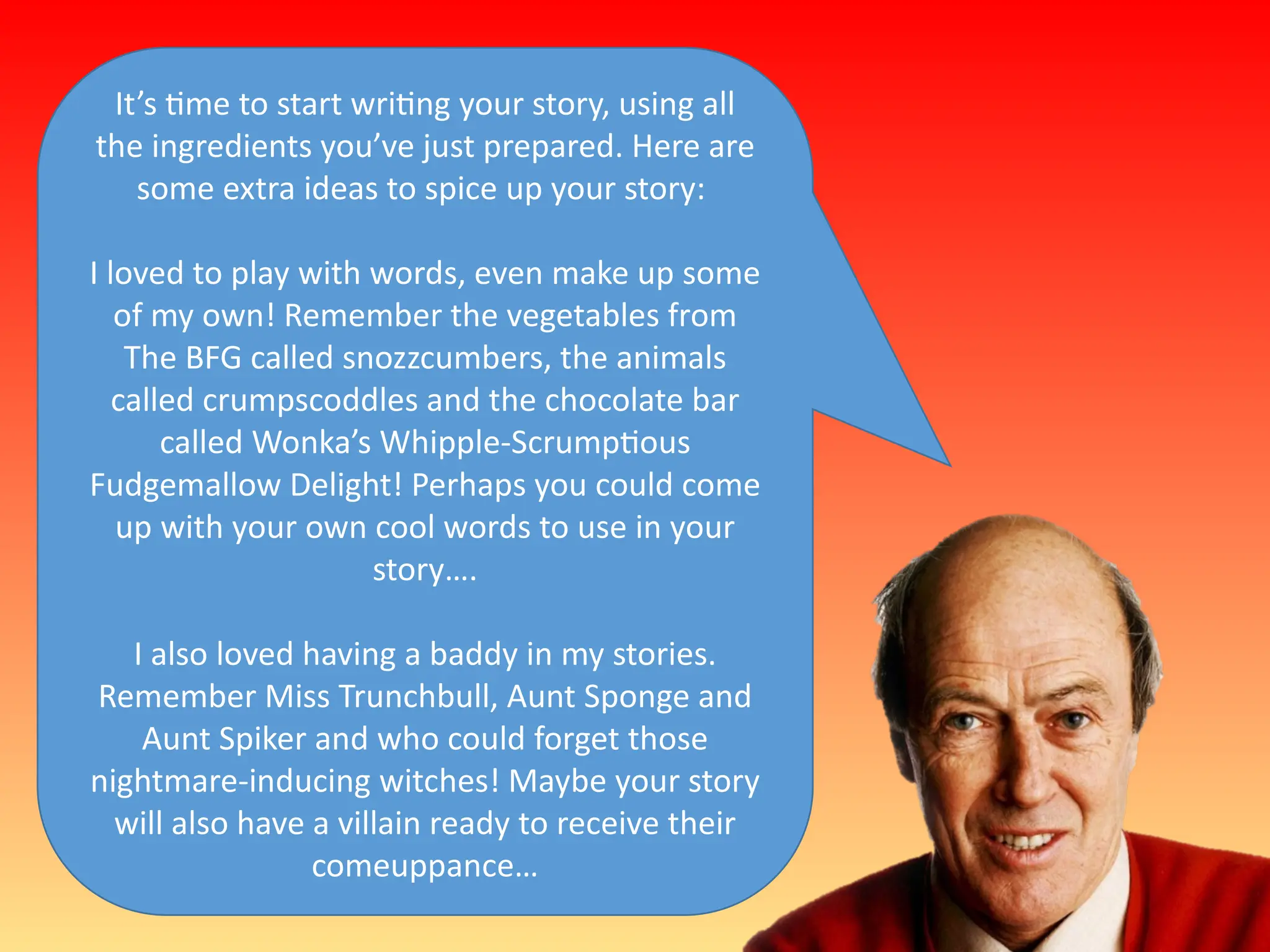 Roald Dahl writing workshop exploring his writing style | PPTX