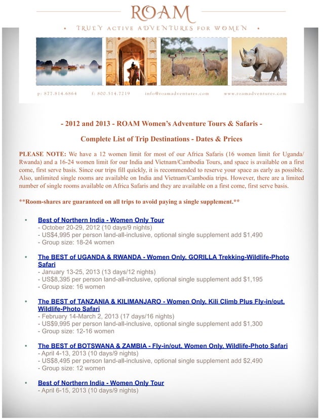 ROAM Women's Adventures Vietnam & Cambodia Trip | PDF | Asia Travel ...