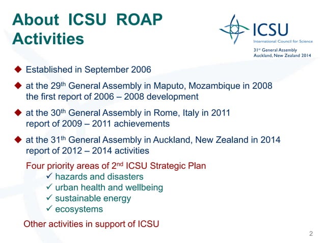 Activities of ICSU ROAP 2012 - 2014 | PPT