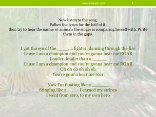 ESL song - Kety Perry - Roar - Lesson Plan | PPTX