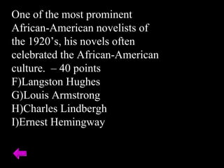 Roaring 20's Jeopardy Review | PPT