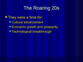 Roaring 20s Overview | PPT