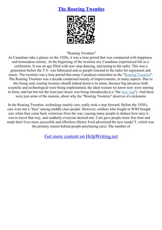 Roaring Twenties Essay | PDF | Jazz | Music