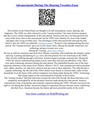 Roaring Twenties Essay | PDF | Jazz | Music
