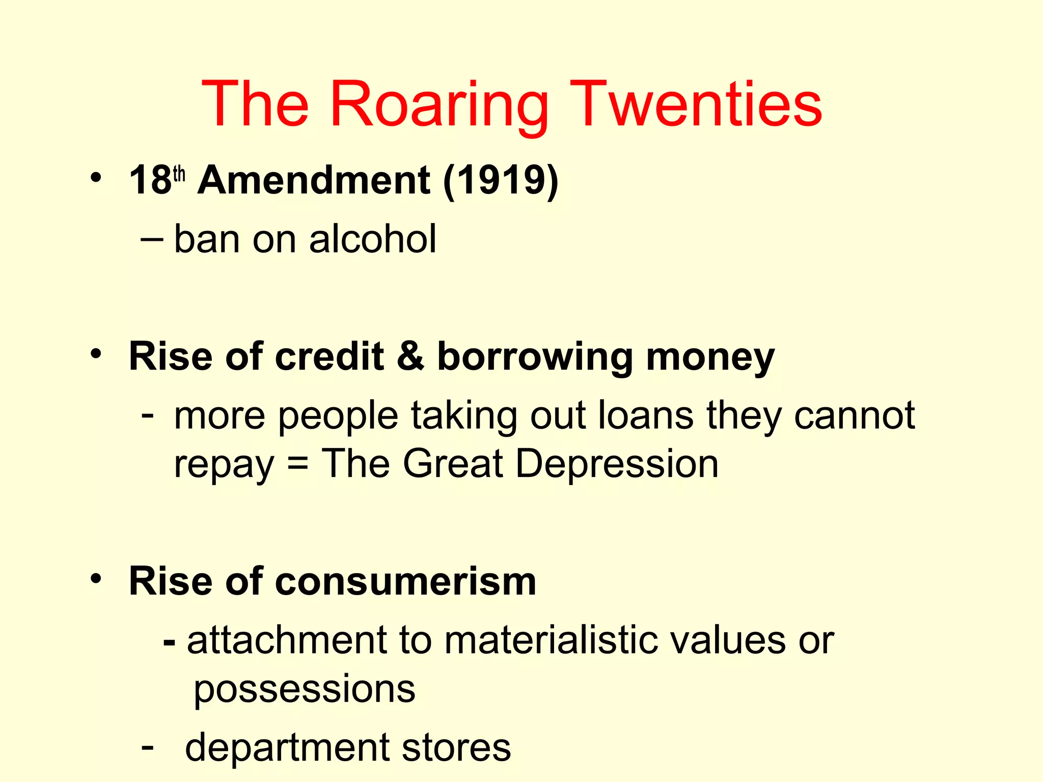 The Roaring Twenties (1920s) | PPT | Economy | Business and Finance