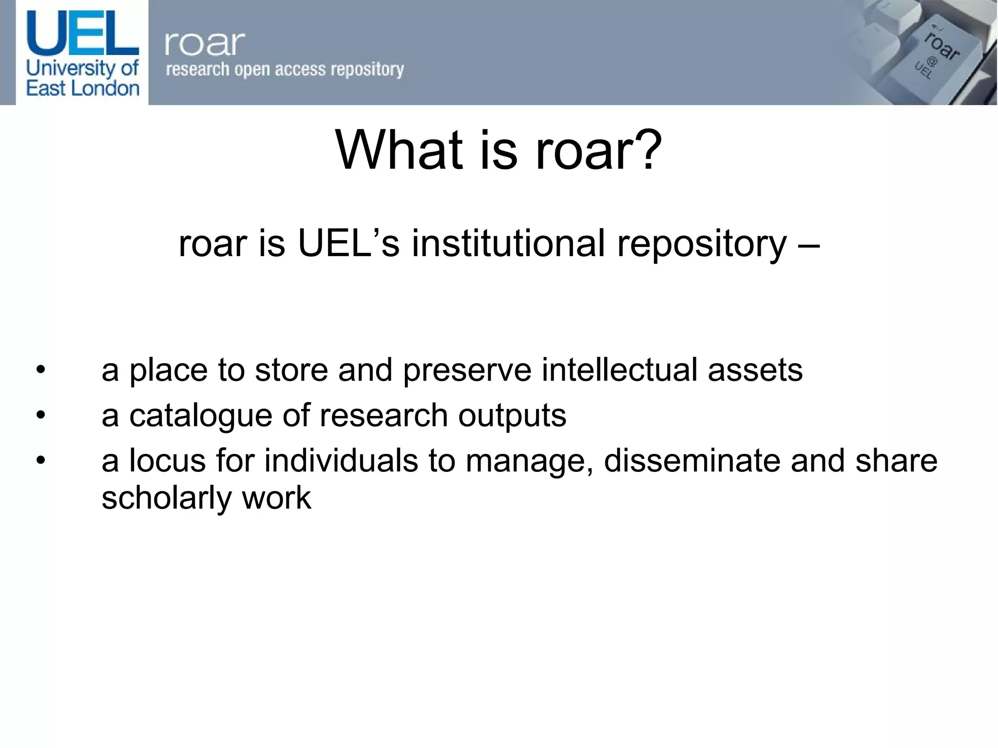 Roar Presentation To School Of Psychology | PPT