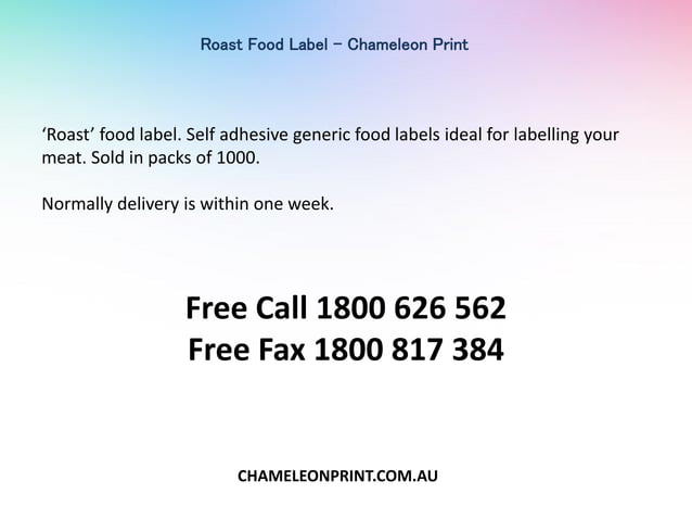 Roast Food Label - Chameleon Print | PDF