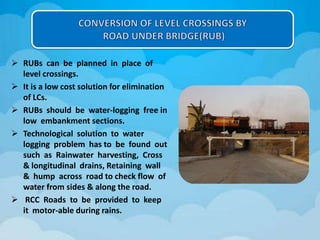 ELIMINATION OF LEVEL CROSSING BY CONSTRUCTION OF ROAD OVER/UNDER ...