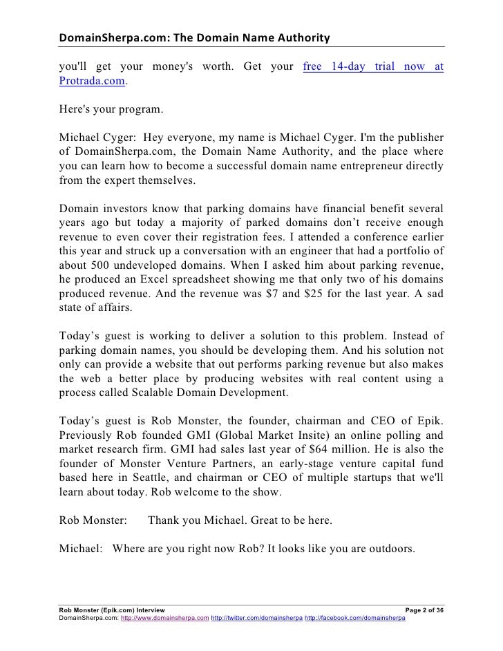 Rob Monster: Domain Development Is Where the Money Is...Usually