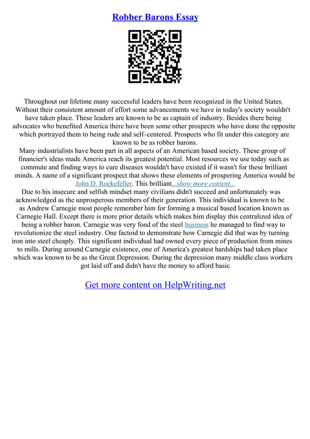 Robber Barons Essay | PDF | Business | Business and Finance