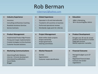 Rob Berman Value Proposition -Blog | PDF