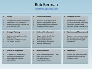 Rob Berman Value Proposition -Blog | PDF