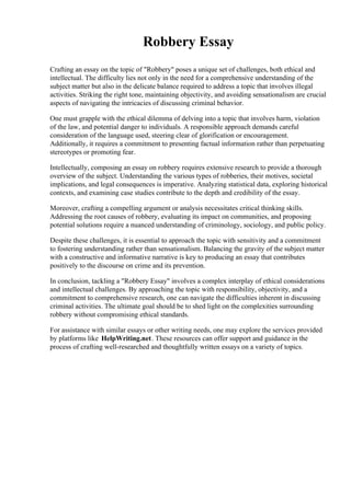 Robbery Essay | PDF
