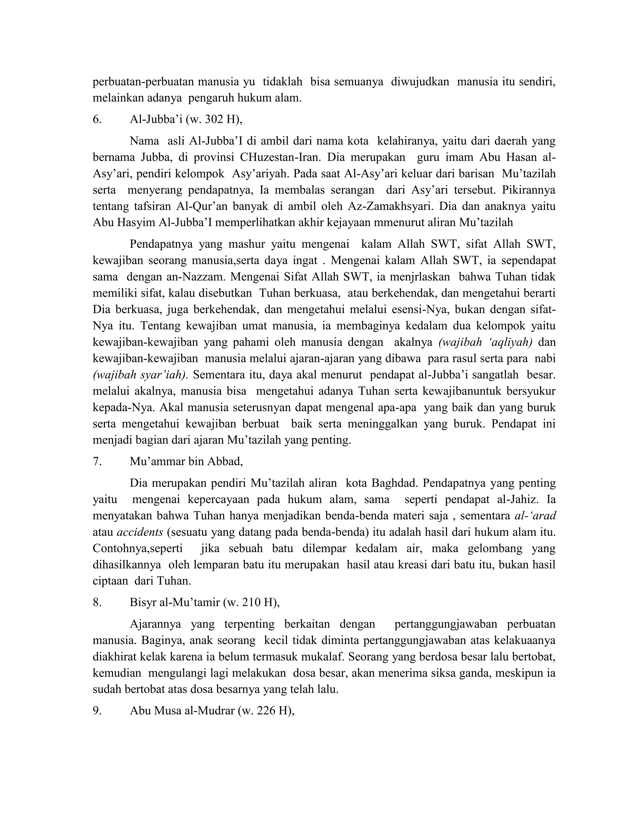 Mu'tazilah - Aliran dalam Ilmu Kalam | DOCX
