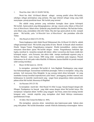 Mu'tazilah - Aliran dalam Ilmu Kalam | DOCX